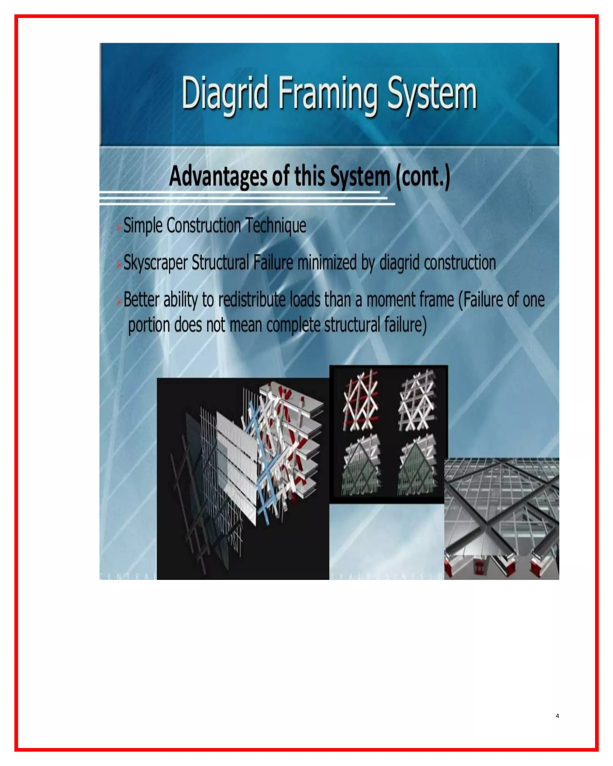 Diagrid structure system - شبكات العقد الاطارية | PDF