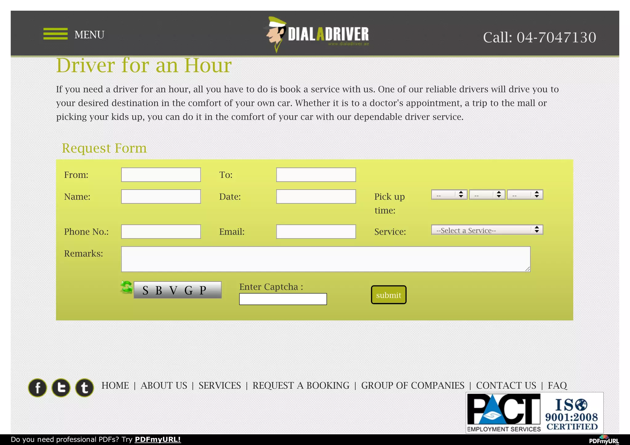 Dial a driver request a booking for driver | PDF