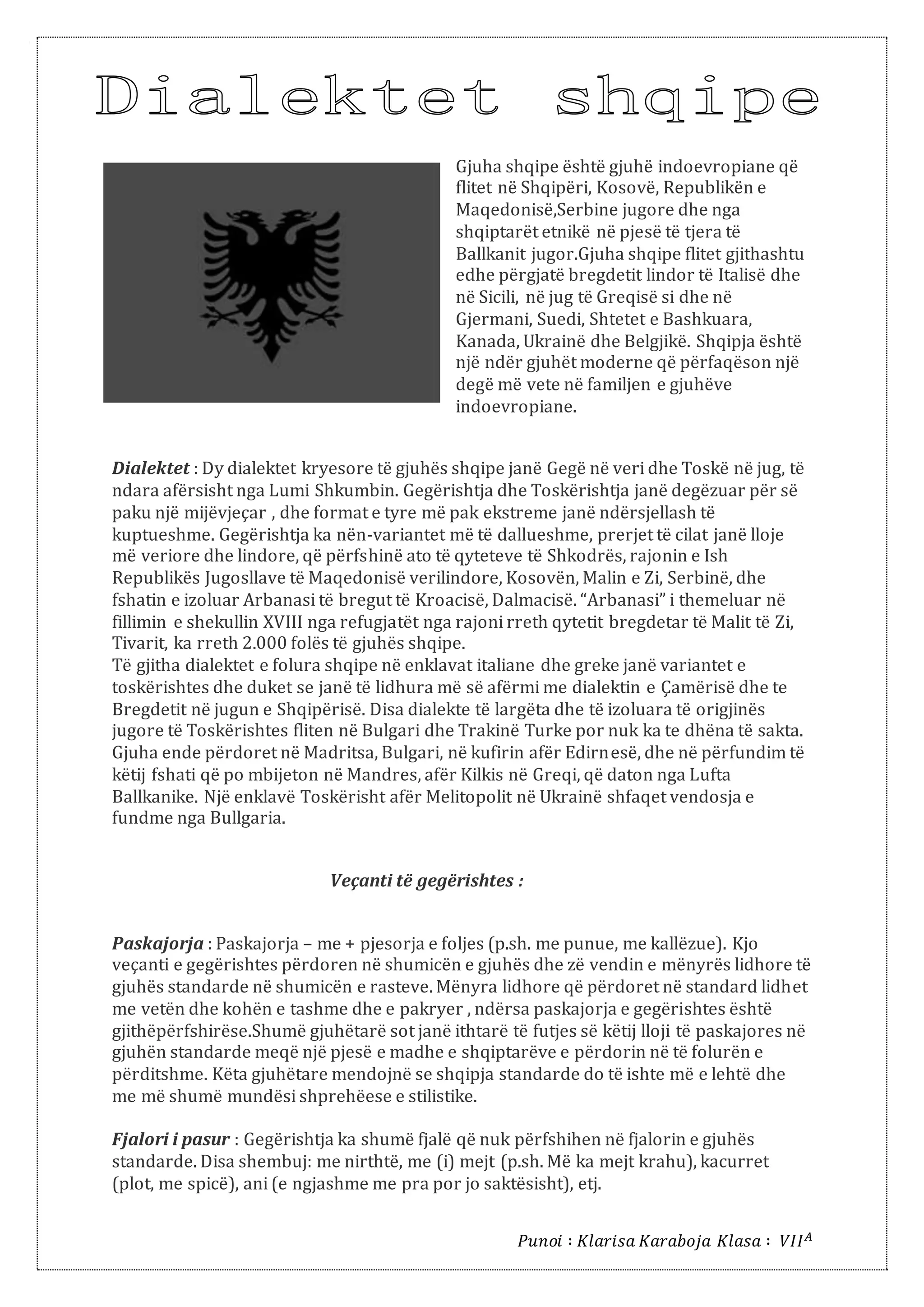 Dialektet e shqipes | DOCX