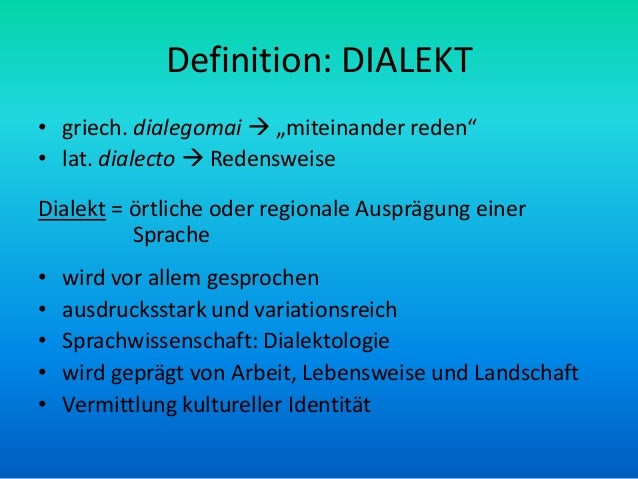 Dialekt und standardsprache heute