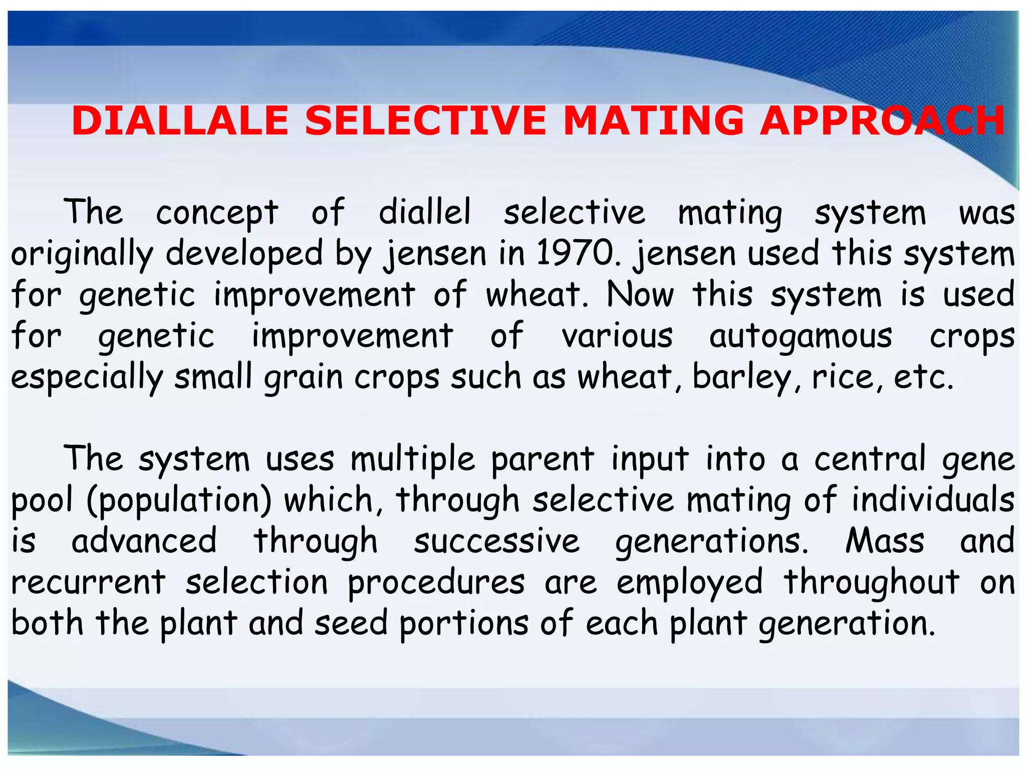 Diallele selective mating system | PPTX