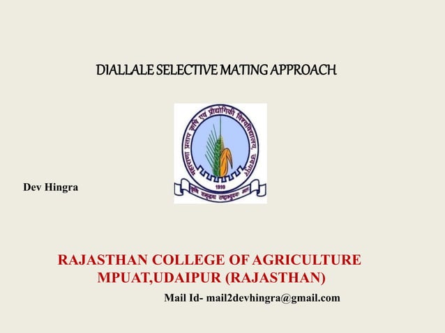 Diallele selective mating system | PPTX | Genetics | Science