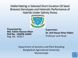 Diallel mating in selected mustard genotypes | PPT