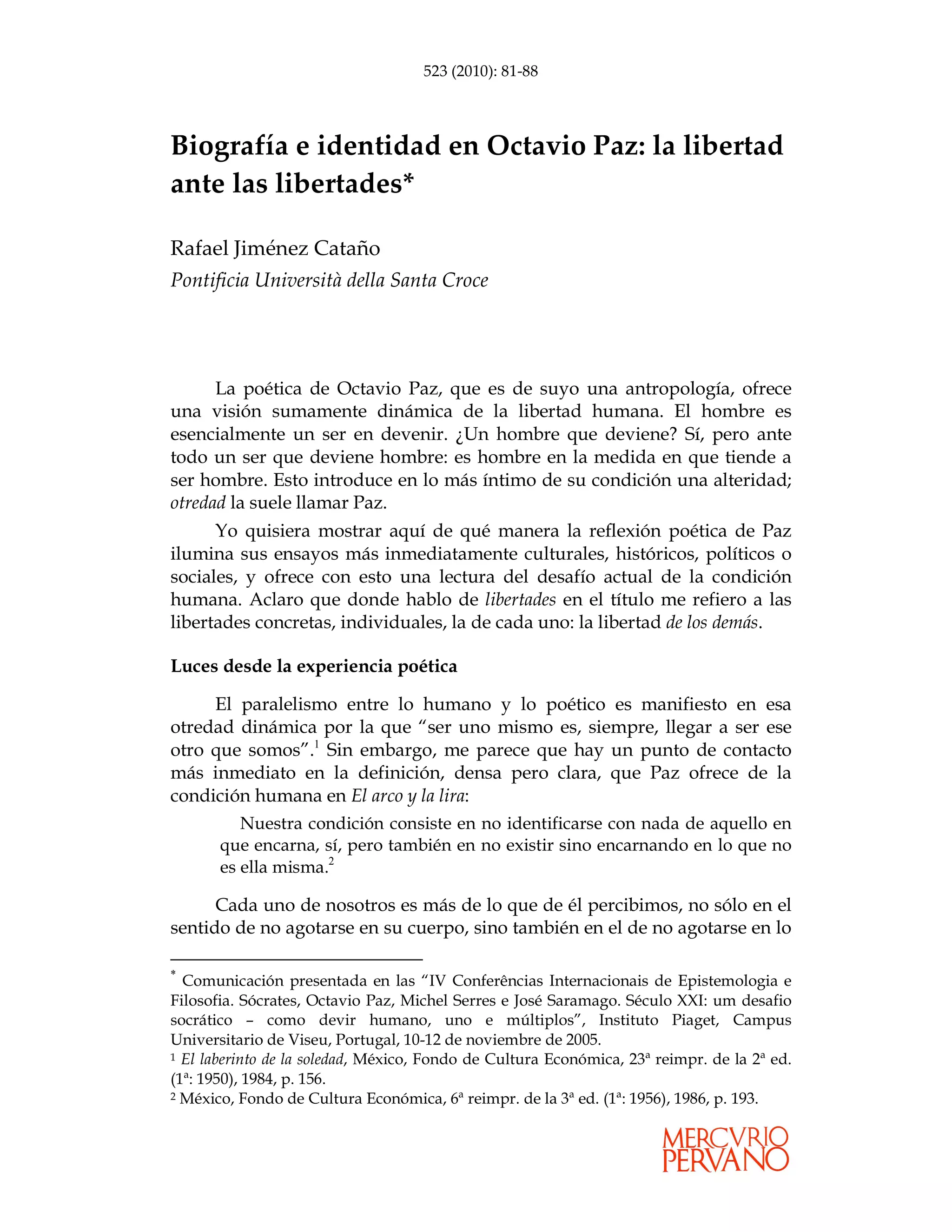 Biografía De Octavio Paz Pdf