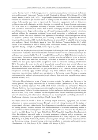 THE EFFECTIVENESS OF USING THE FLIPPED CLASSROOM IN SCIENCE EDUCATION ...