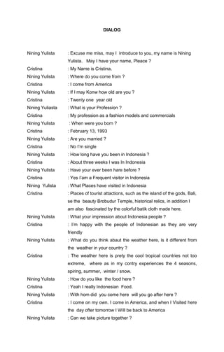 Dialog | DOCX | Asia Travel | Travel Locations