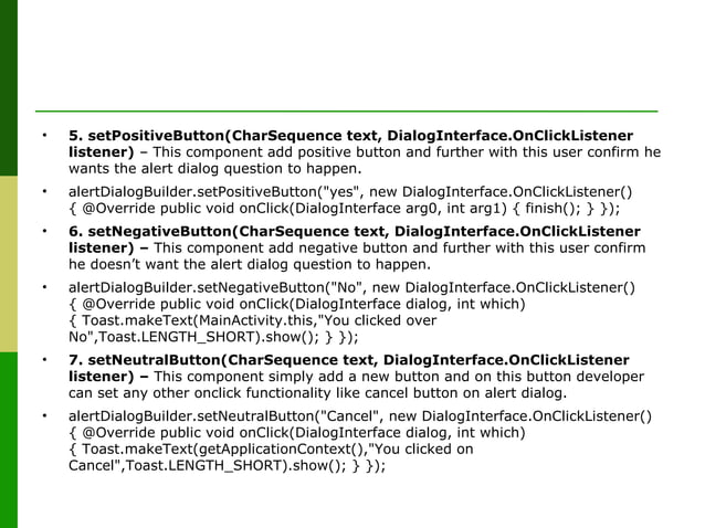 Progress Dialog, AlertDialog, CustomDialog | PPT