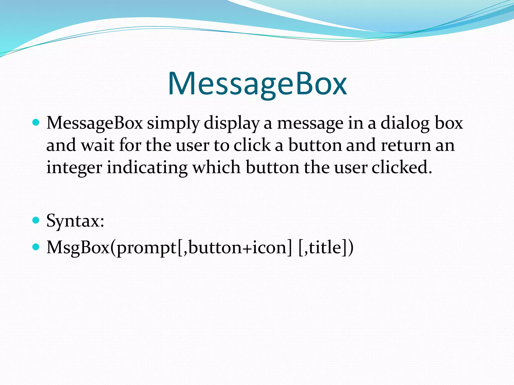 Dialog box in vb6 | PPTX