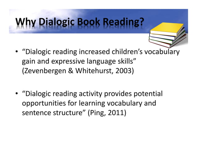 Dialogic book reading 101- Presentation at KOTESOL 2013 | PDF | Daycare ...