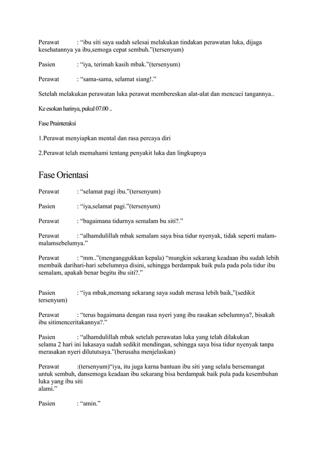 Dialog komunikasi terapeutik perawat danpasien | DOCX