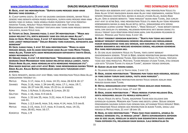 ! Dialog masalah ketuhanan yesus | PDF