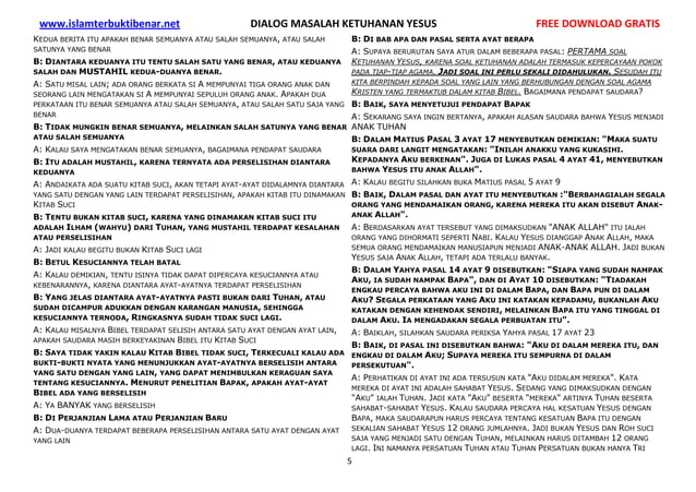 ! Dialog masalah ketuhanan yesus | PDF