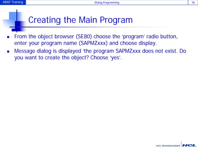 Dialog programming ABAP | PPT