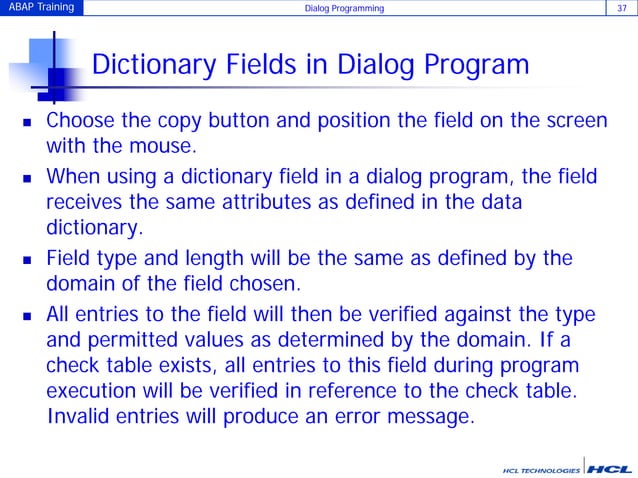 Dialog programming ABAP | PPT