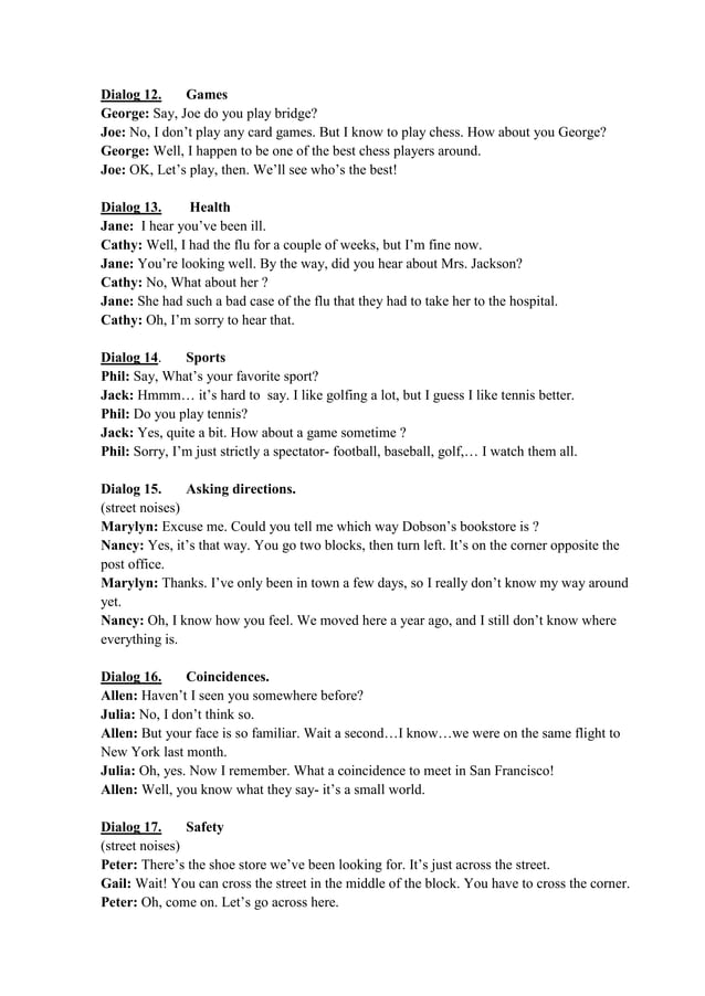 Dialogs for everyday use book 1 (autosaved) | PDF | Cold and Flu ...