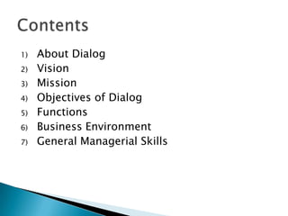 Dialog telekom & it’s internal dynamic | PPSX