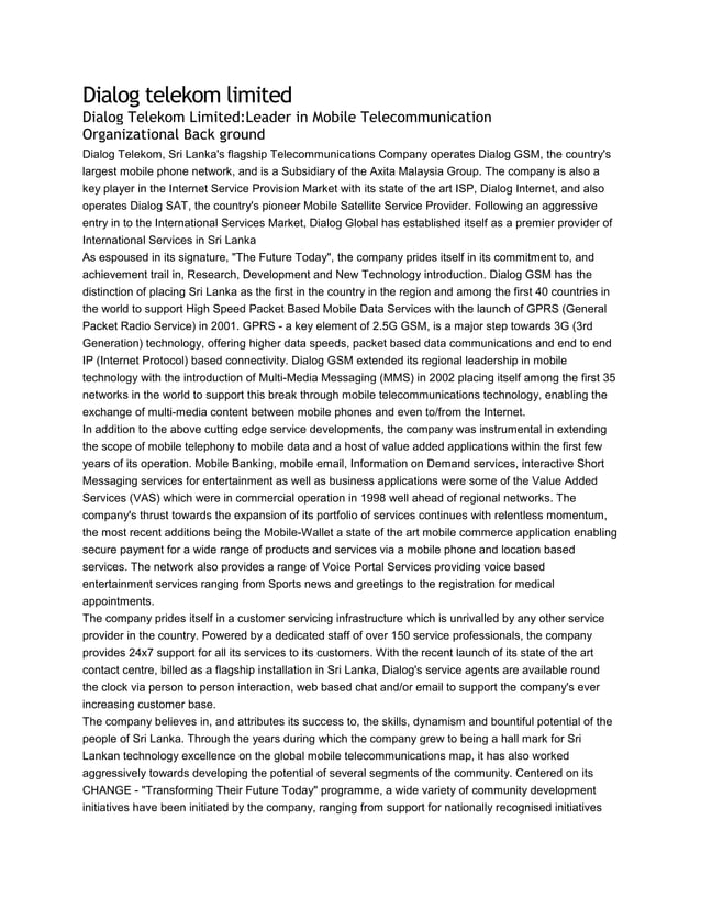 Dialog telekom limite1 | DOCX