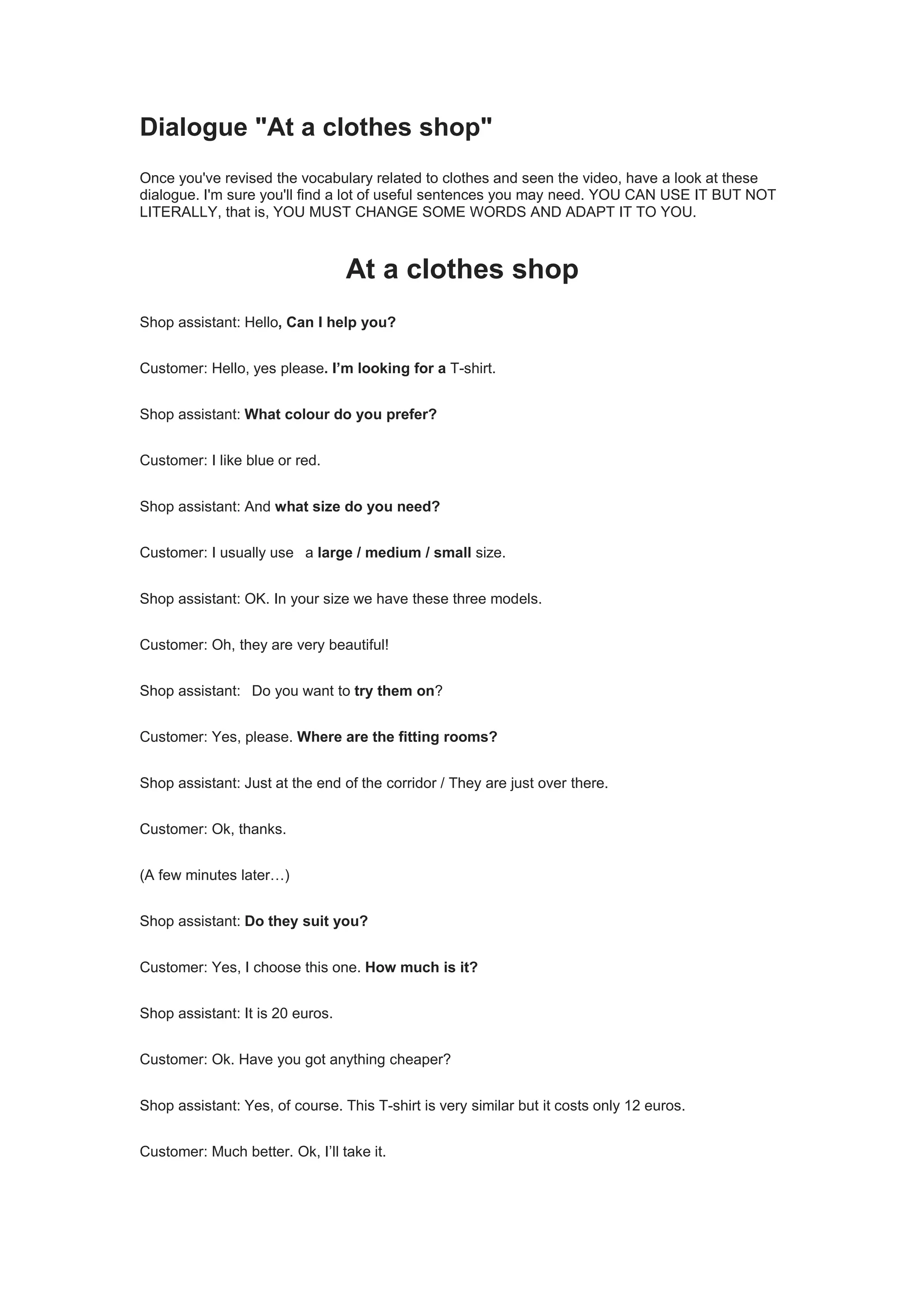 Dialogue shopping | PDF