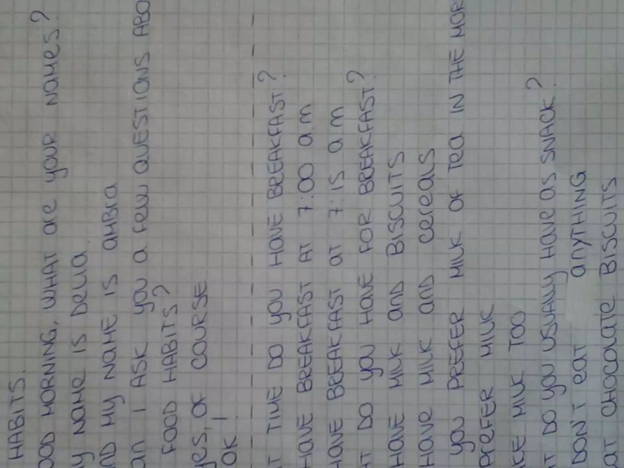 Dialogue an interview about food habits | PPTX