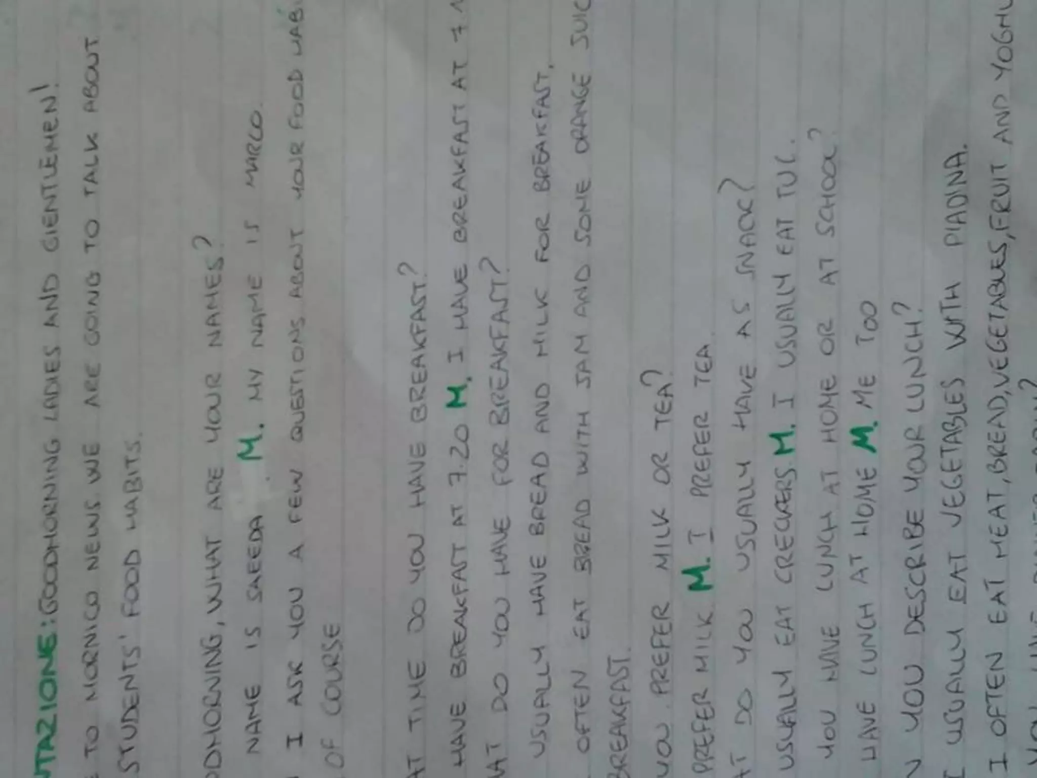 Dialogue an interview about food habits | PPTX