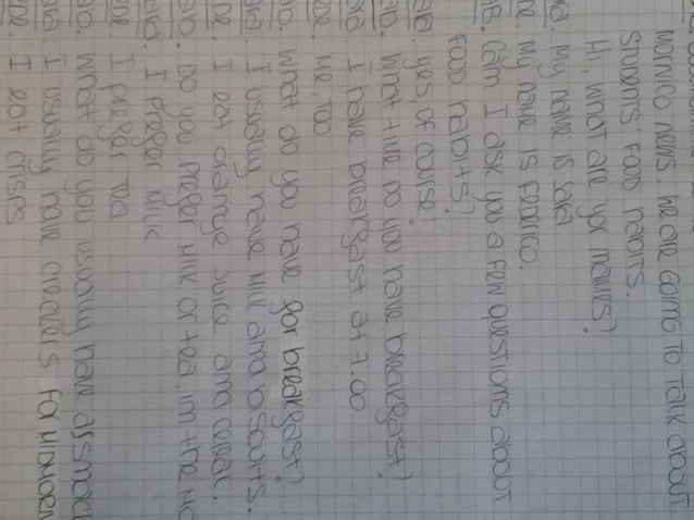 Dialogue an interview about food habits | PPTX