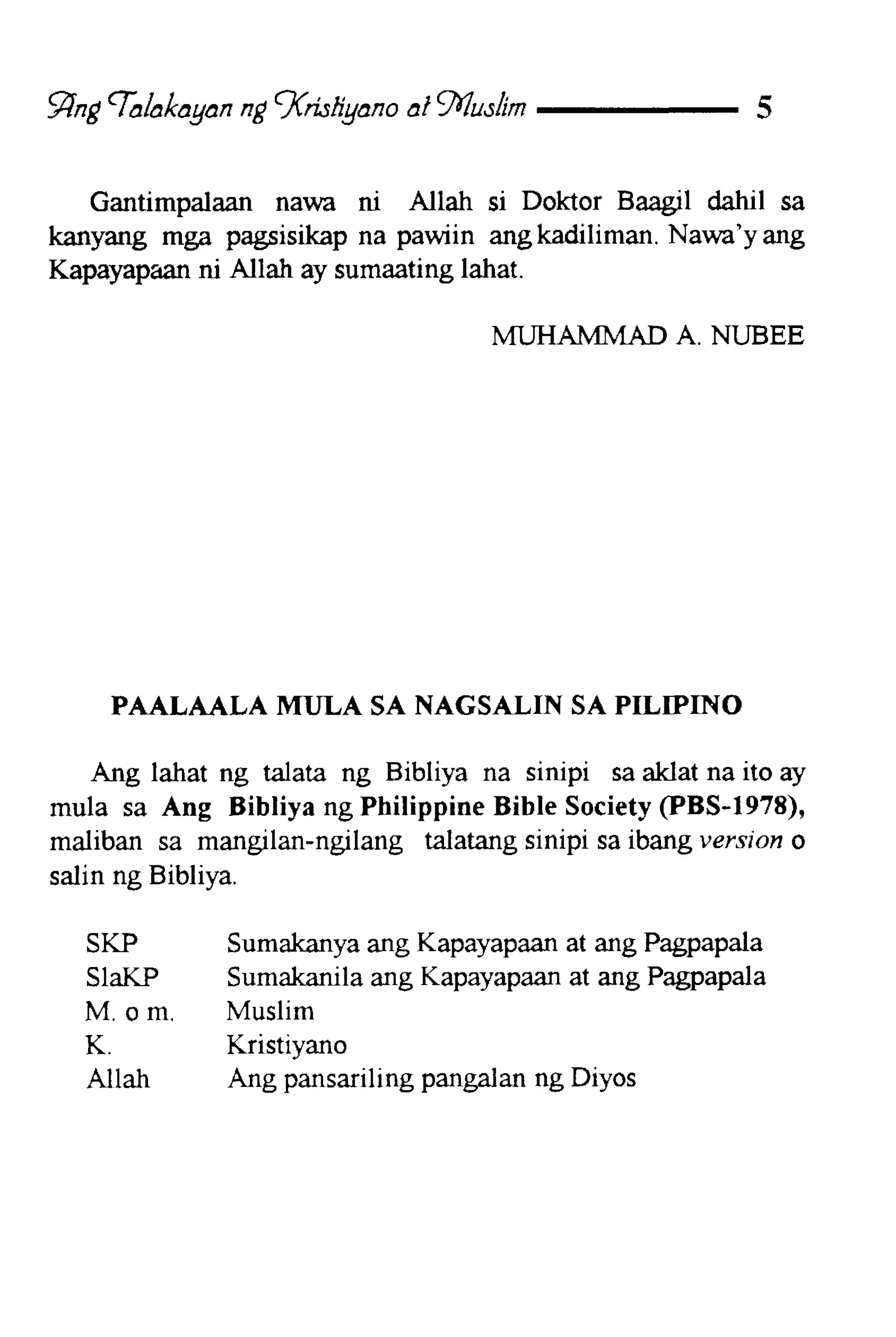 Dialogue between christian and muslim tagalog | PDF