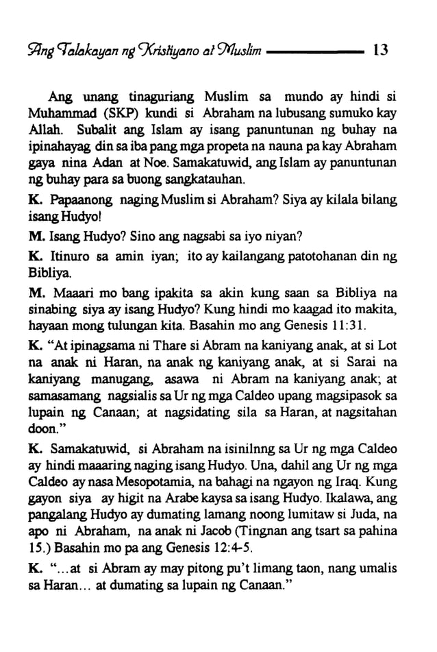 Dialogue between christian and muslim tagalog | PDF