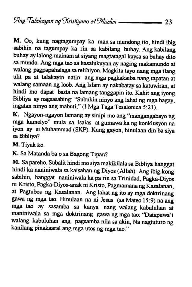 Dialogue between christian and muslim tagalog | PDF