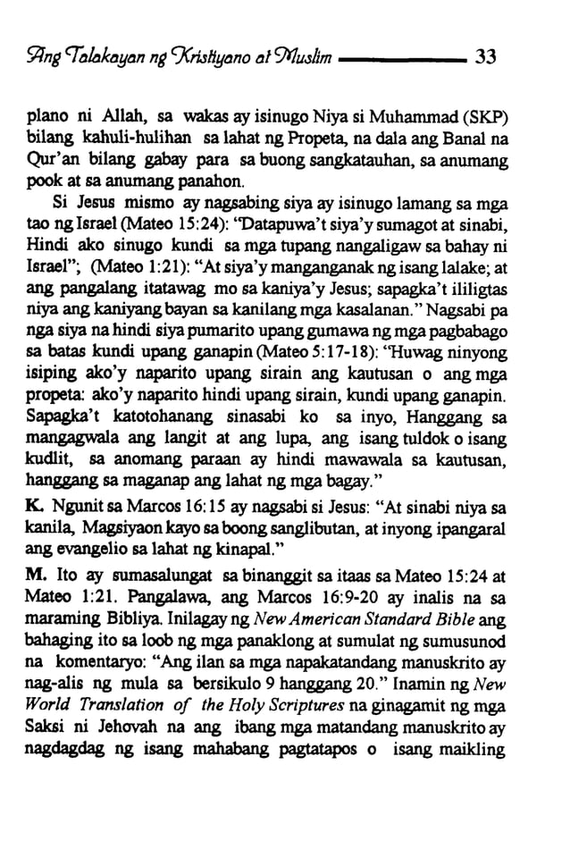 Dialogue between christian and muslim tagalog | PDF
