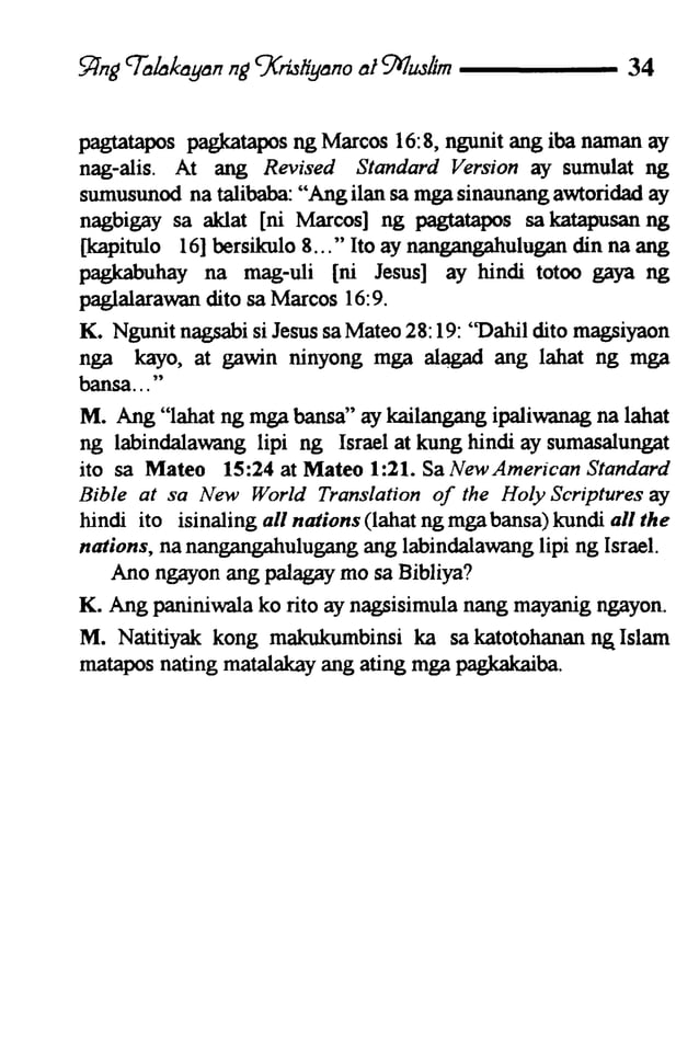 Dialogue between christian and muslim tagalog | PDF