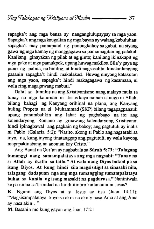 Dialogue between christian and muslim tagalog | PDF