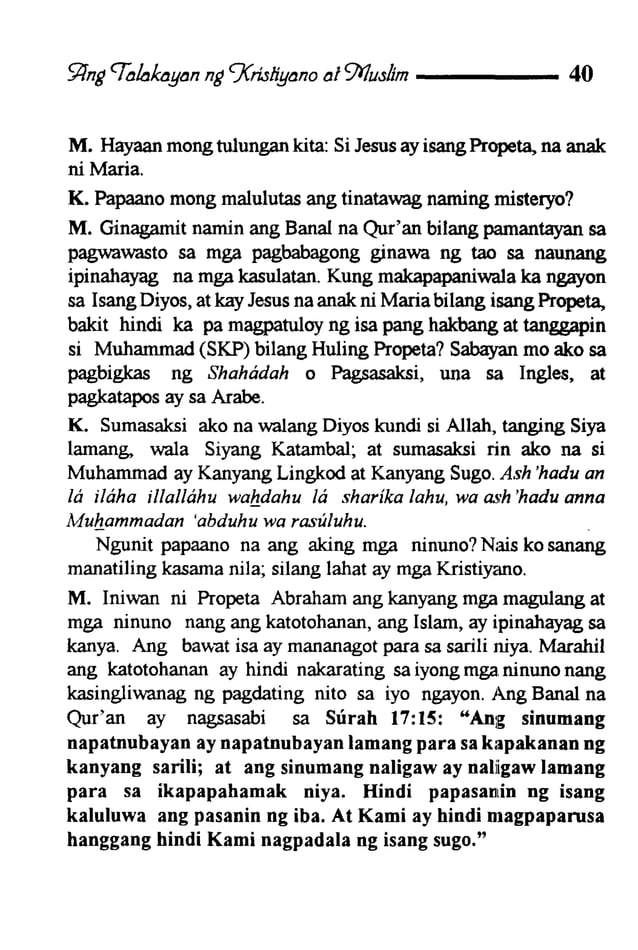 Dialogue between christian and muslim tagalog | PDF