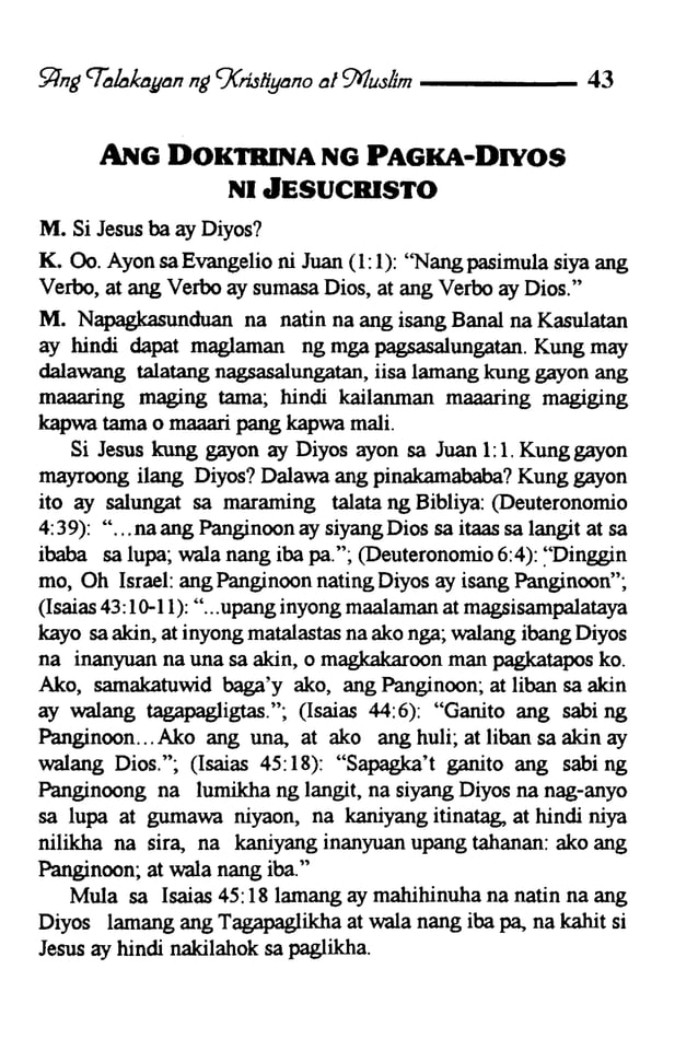 Dialogue between christian and muslim tagalog | PDF