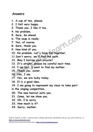 Dialogue completion exercises