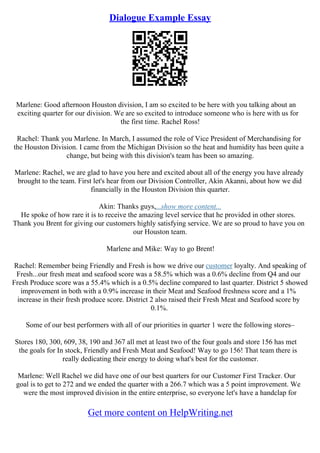 Dialogue Examples In Essay