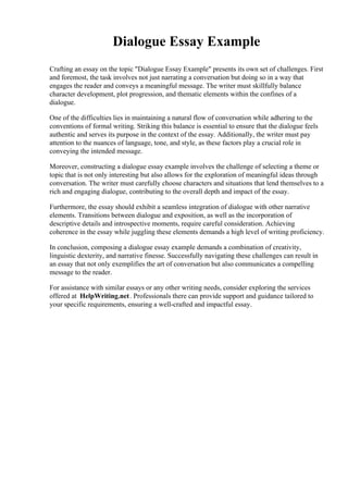 Dialogue Essay Example. Gulf Coast State College | PDF