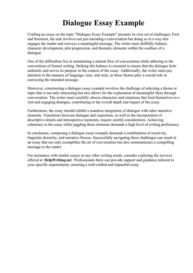 Dialogue Essay Example | PDF | Screenwriting | Content Production