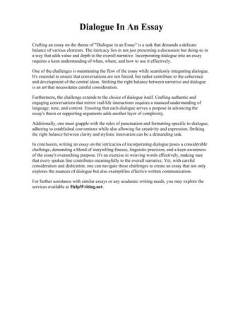 Dialogue In An Essay | PDF
