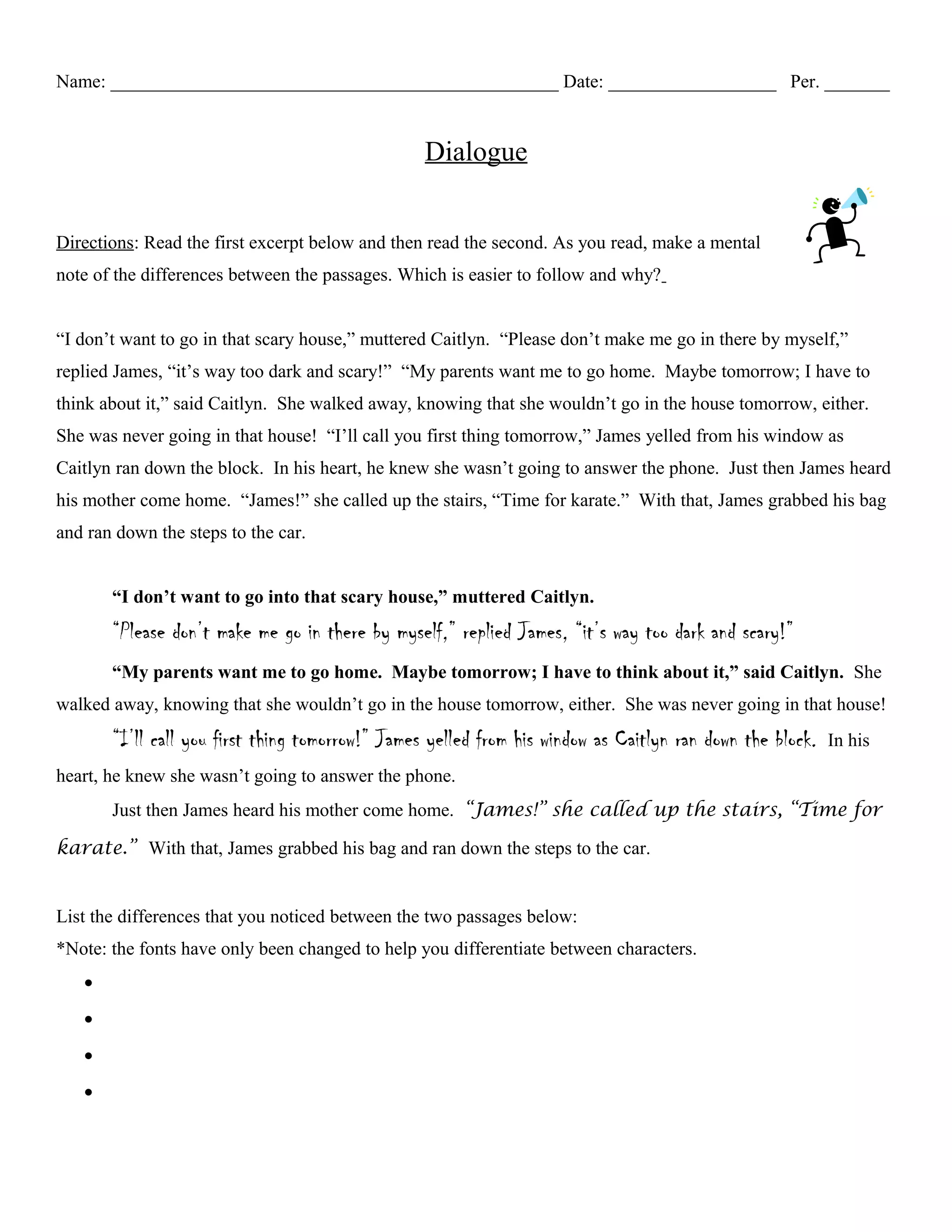 Dialogue notes with examples | DOC | Screenwriting | Content Production