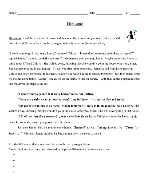 Dialogue notes with examples | DOC | Screenwriting | Content Production