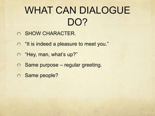 CREATIVE WRITING: Dialogue ppt | PPTX