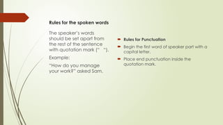 rules for Dialogue writing as a beginner | PPTX