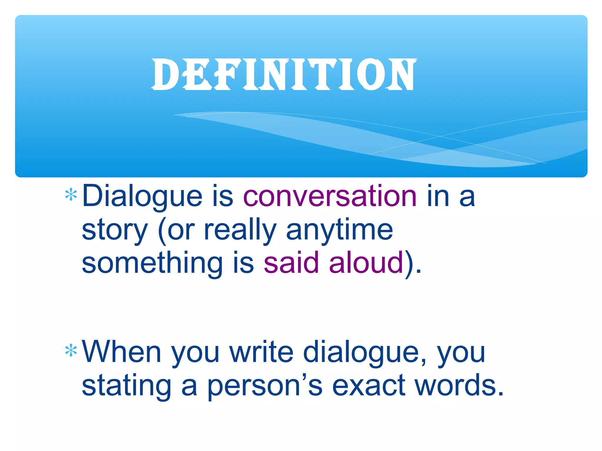 Dialogue writing | PPT