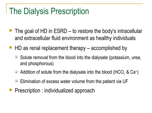 Dialysis dose prescription (the basics) dr ujjawal | PPT | Blood ...