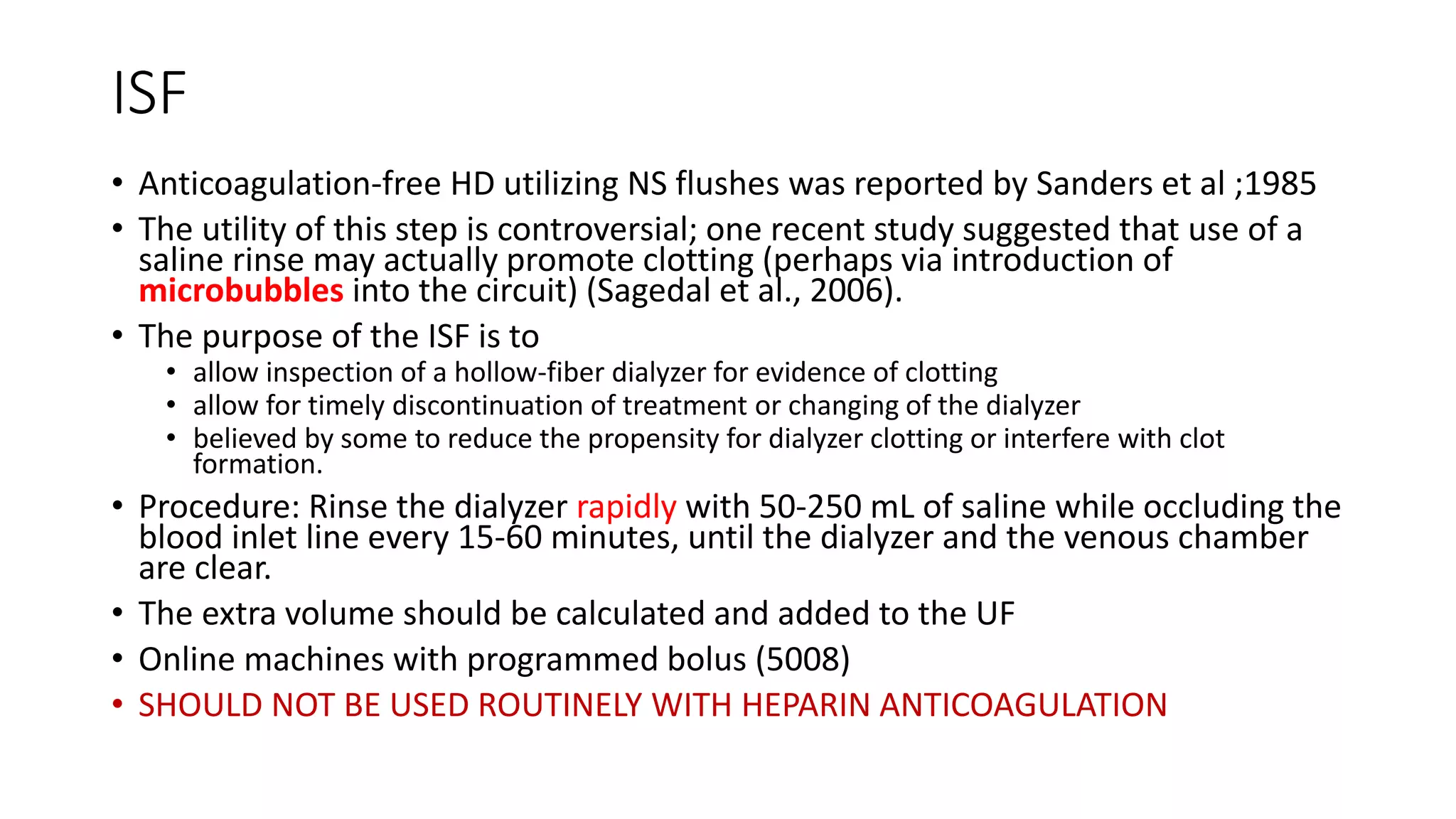 Dialysis without anticoagulation (Heparin Free Dialysis) | PPTX
