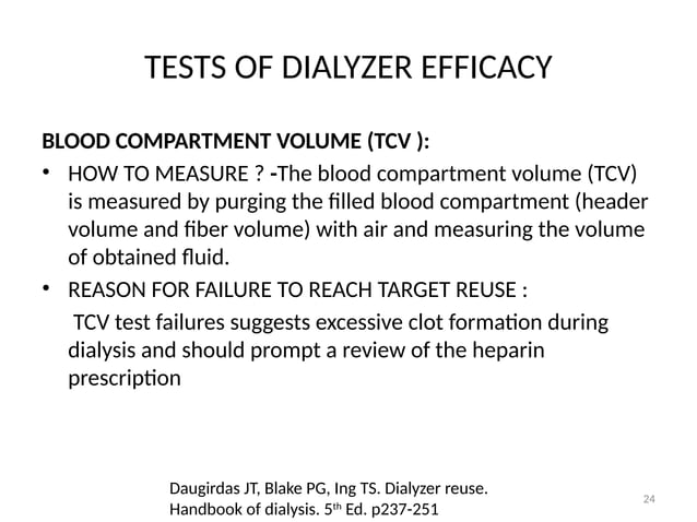 DIALYZER REUSE , Dialysis prescription.pptx | First Aid | Injuries