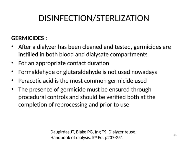 DIALYZER REUSE , Dialysis prescription.pptx | First Aid | Injuries