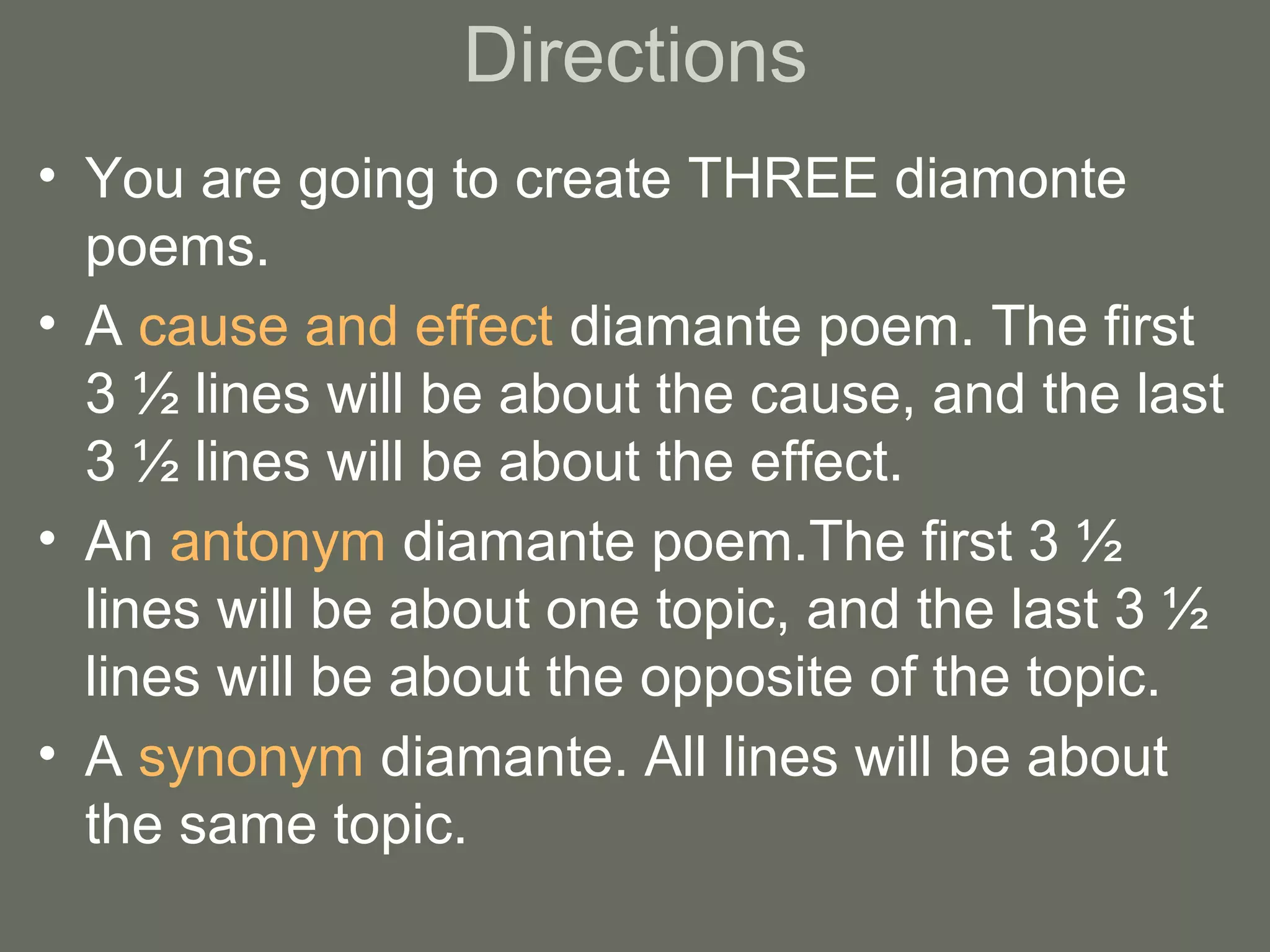 Diamante poems | PPT