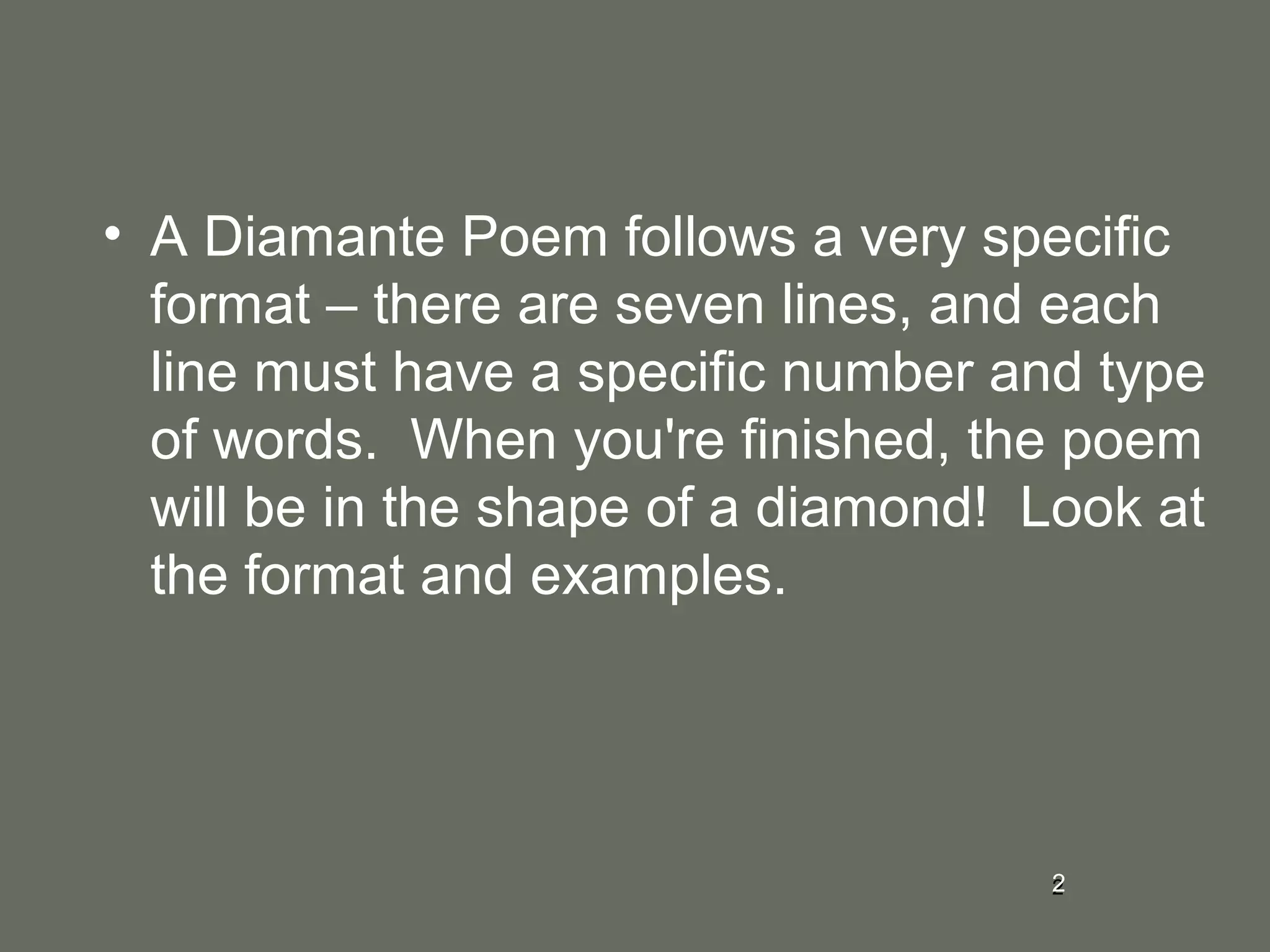 Diamante poems | PPT