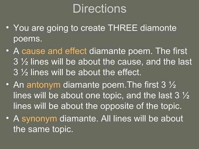 Diamante poems | PPT